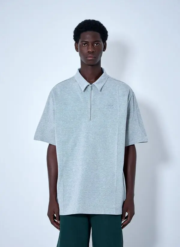 Miu Miu Half-zip Polo Shirt - Grey