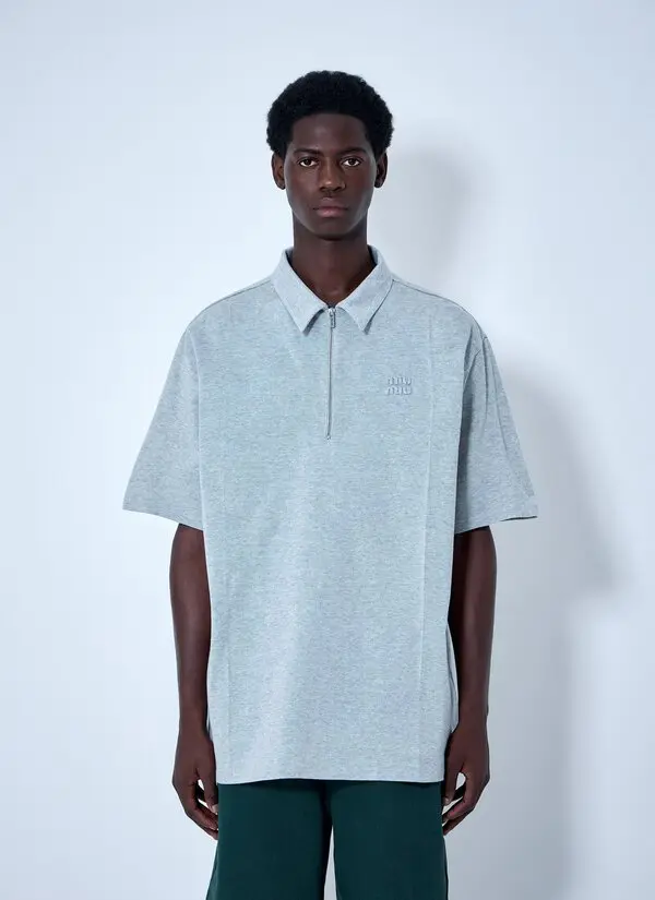 Miu Miu Half-zip Polo Shirt - Grey