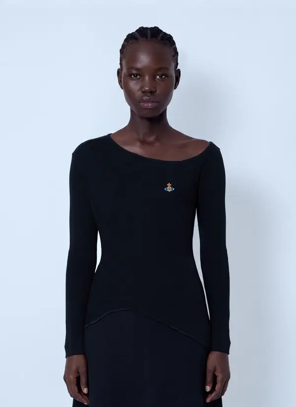 VIVIENNE WESTWOOD Orgy Asymmetric Off-shoulder T-shirt - Black