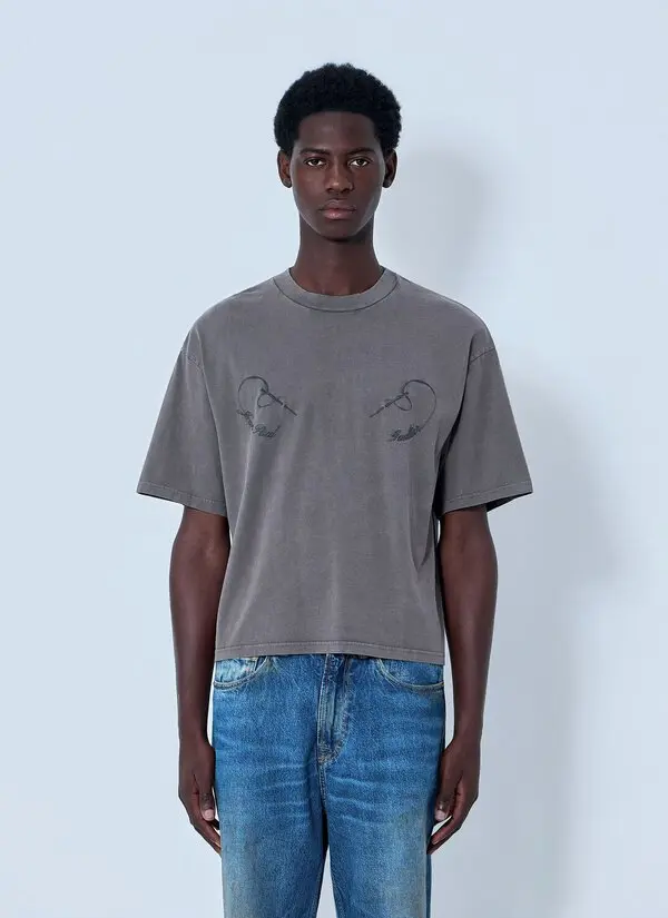 JEAN PAUL GAULTIER Printed Cotton Jersey T-shirt - Grey