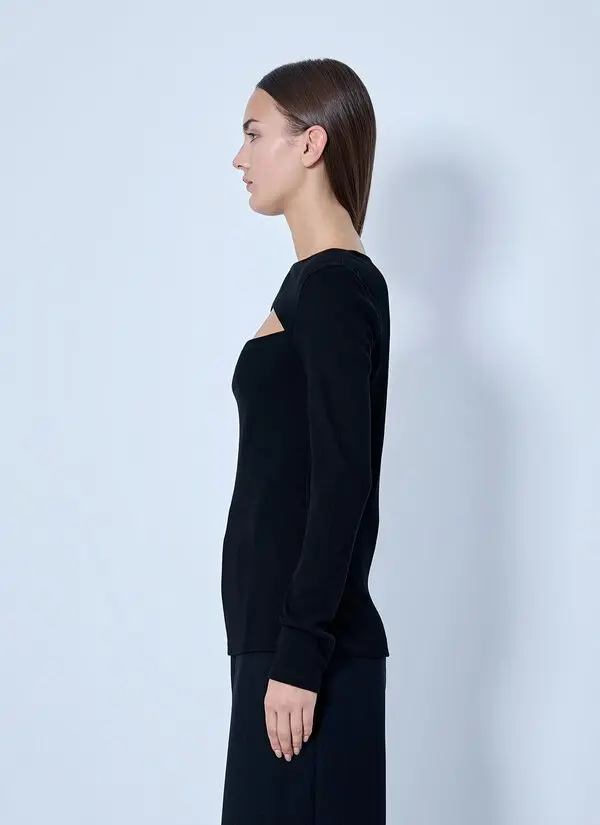 Yohji Yamamoto C/ Rib Slit Chest Long Sleeve T-shirt