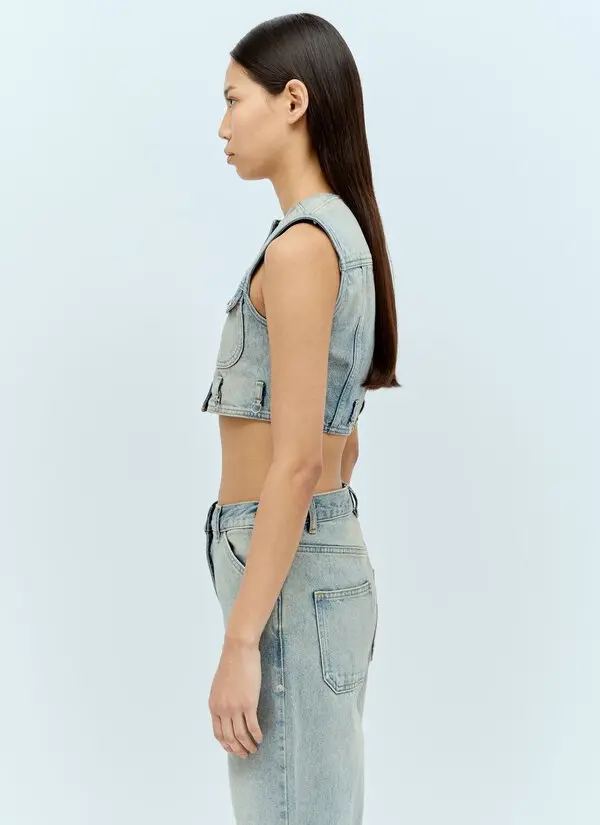 COURREGES Denim Crop Vest