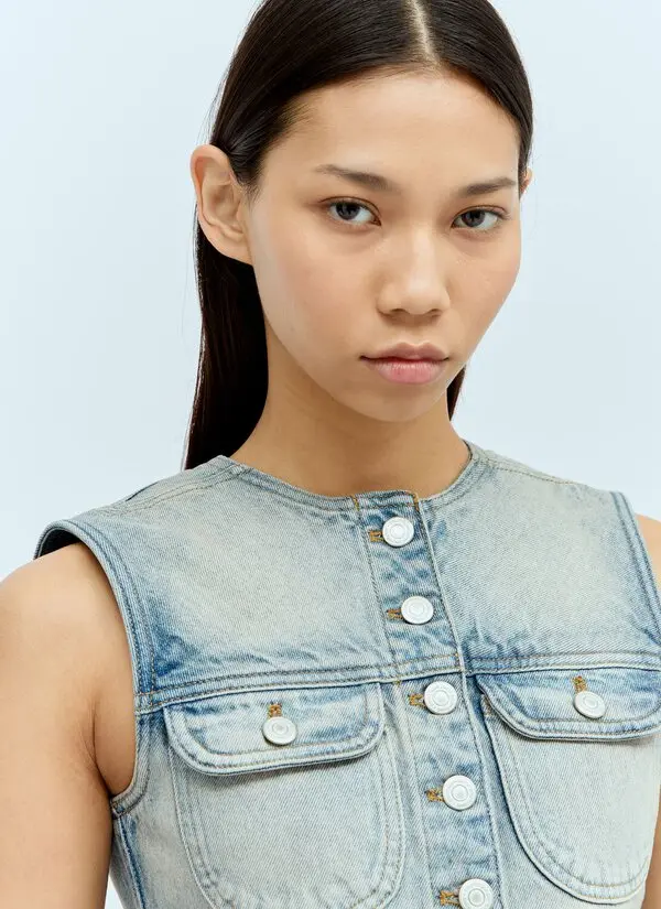 COURREGES Denim Crop Vest