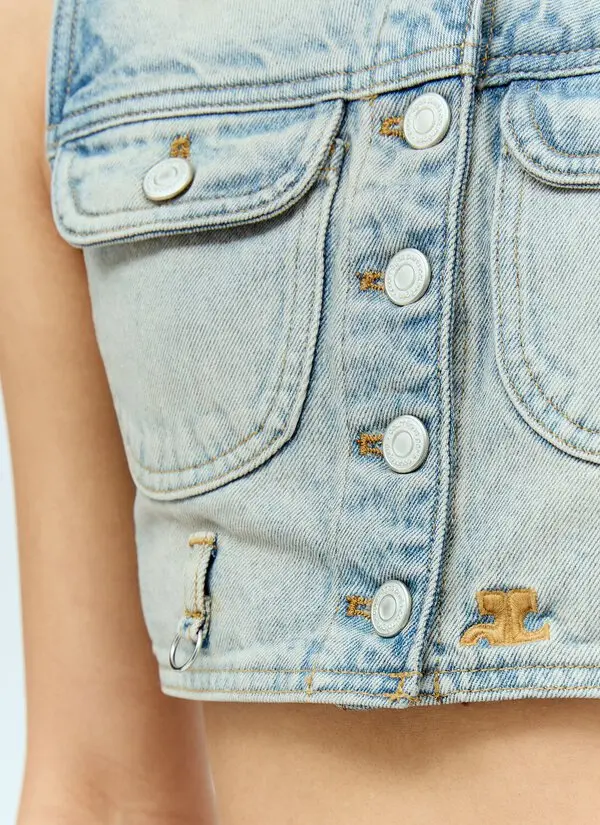 COURREGES Denim Crop Vest