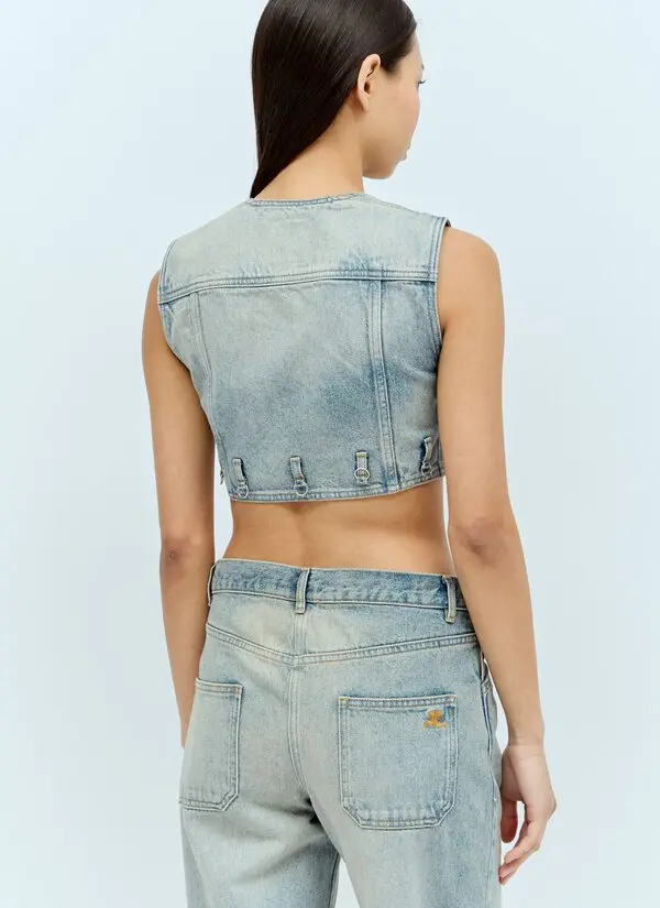 COURREGES Denim Crop Vest