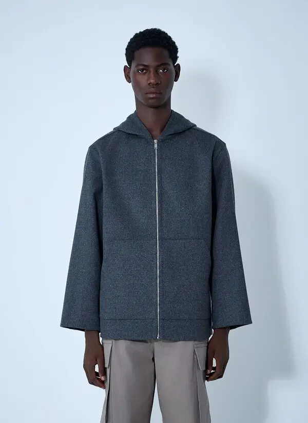 Bottega Veneta Double Face Wool Hooded Jacket - Charcoal