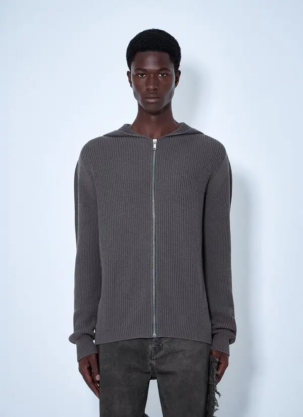 Rick Owens Wool Zipped Hoodie - Grey