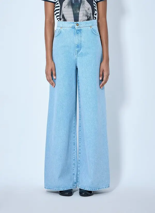 Max Mara Wide-leg Denim Trousers - Light Blue