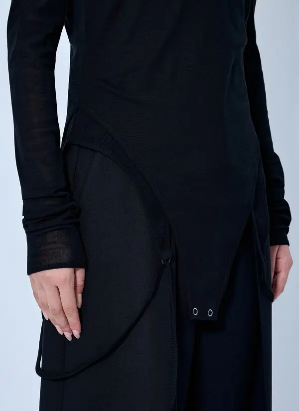 LIMI FEU Rib Knit And Tulle Layered Bodysuit