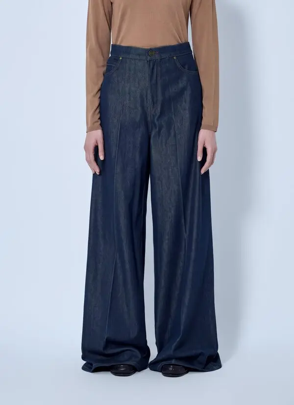 Max Mara Wide-leg Denim Trousers - Navy