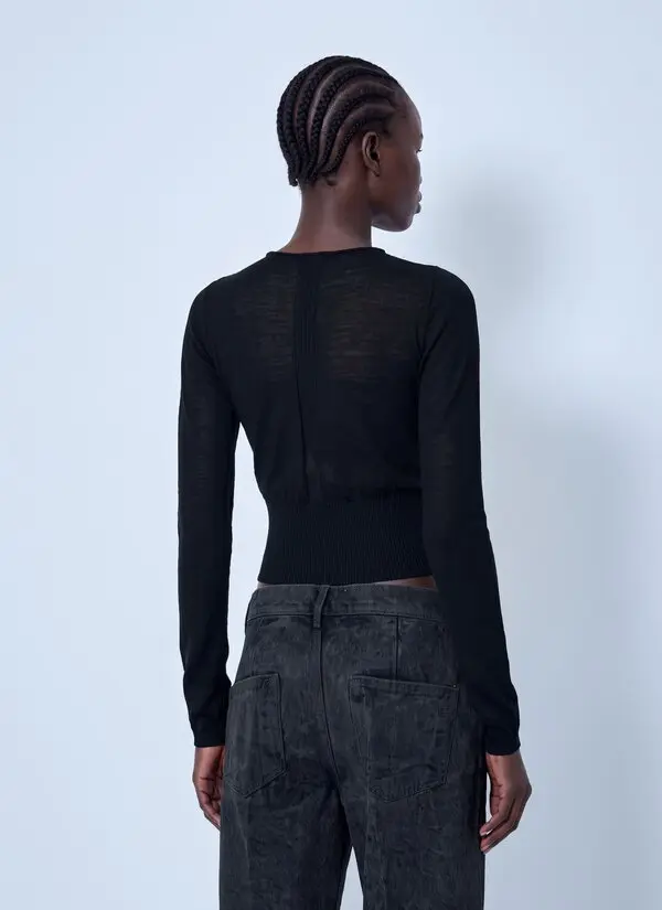 Rick Owens Slashed Cropped Pull Top - Black
