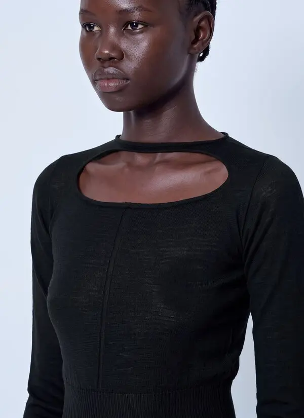 Rick Owens Slashed Cropped Pull Top - Black