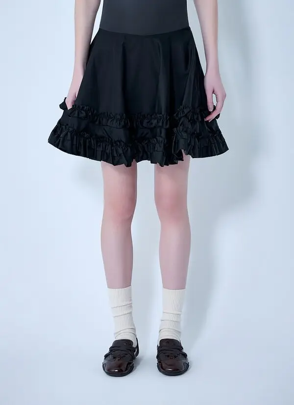 GANNI Duchesse Nylon Mini Frill Circle Skirt - Black