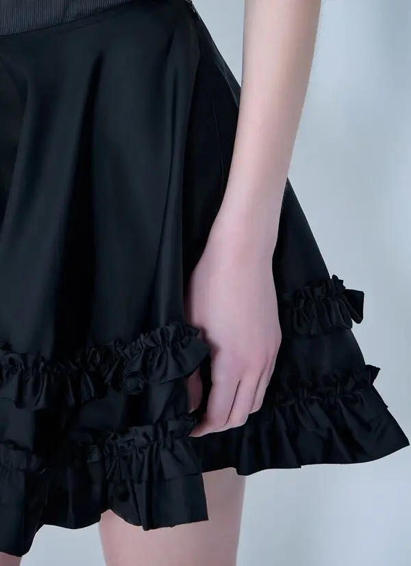 GANNI Duchesse Nylon Mini Frill Circle Skirt