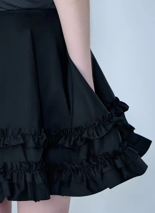 GANNI Duchesse Nylon Mini Frill Circle Skirt