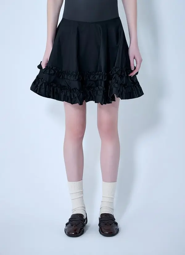 GANNI Duchesse Nylon Mini Frill Circle Skirt - Black