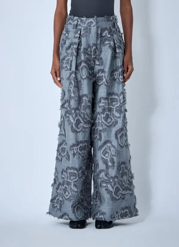 GANNI Fil Coupe Suiting Big Pleat Pants - Grey