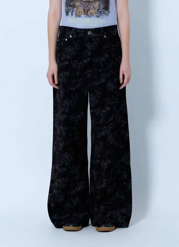 GANNI Printed Flock Denim Marri 2.0 Jeans - Black