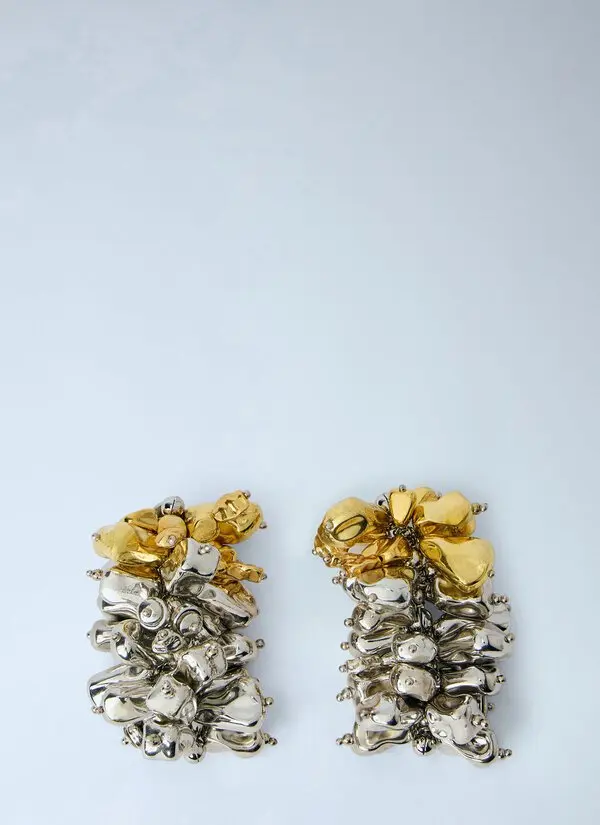 Dries Van Noten Sculptural Metal Earrings - Silver