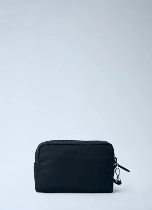 Prada Compact Nylon Pouch With Logo Detail - Black