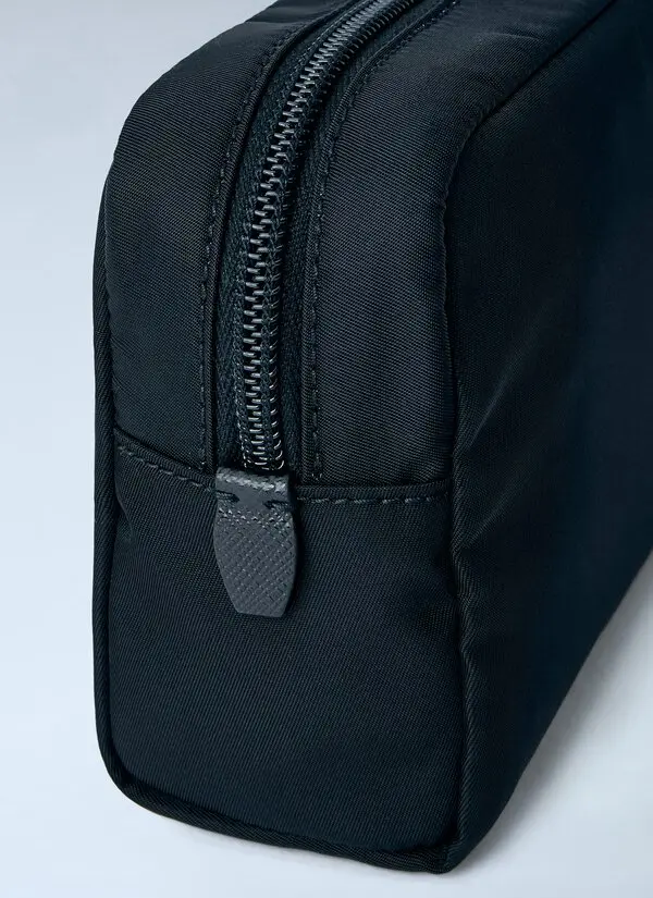Prada Compact Nylon Pouch With Logo Detail - Black