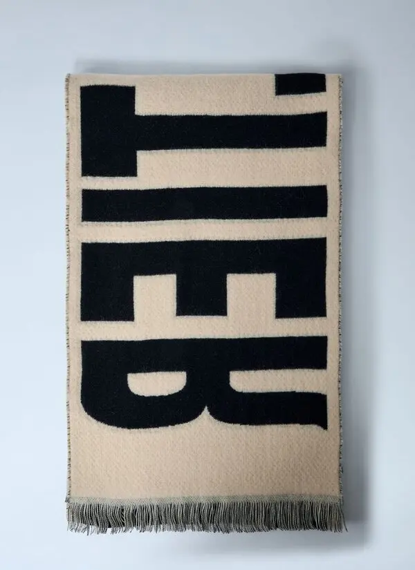 JEAN PAUL GAULTIER Logo Motif Wool Scarf - Black