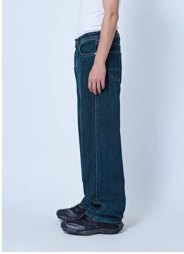 Stone Island Five-pocket Wide-leg Denim Jeans - Blue