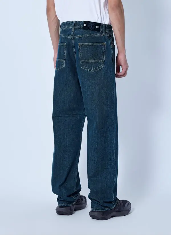 Stone Island Five-pocket Wide-leg Denim Jeans - Blue