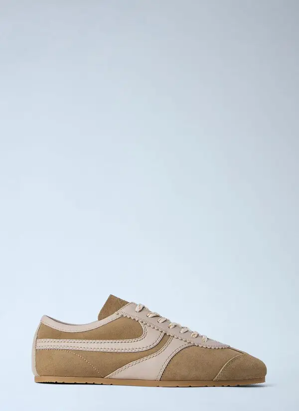 Dries Van Noten Suede Trimmed Sneakers - Beige