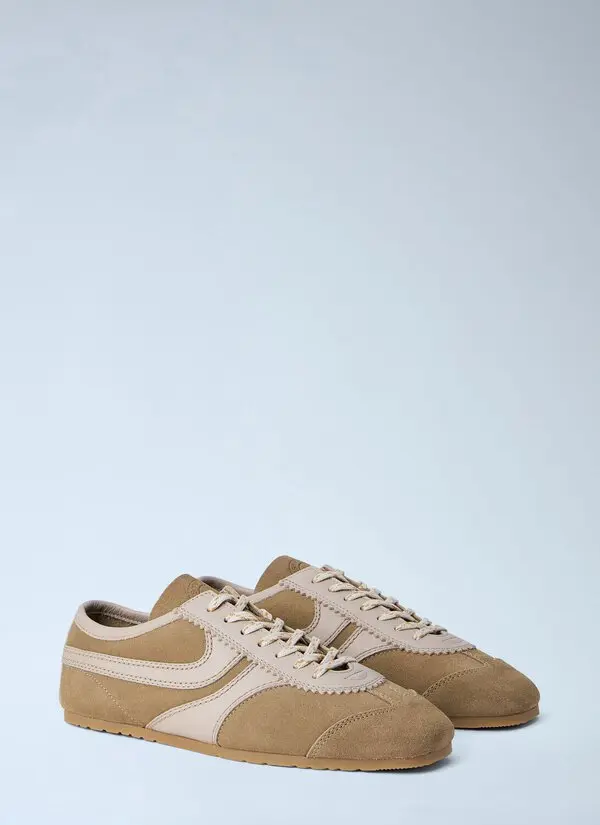 Dries Van Noten Suede Trimmed Sneakers - Beige