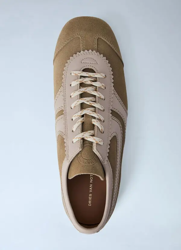 Dries Van Noten Suede Trimmed Sneakers - Beige