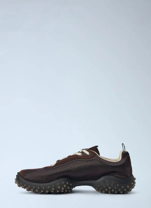 Miu Miu Bubble Technical Fabric And Suede Sneakers - Brown