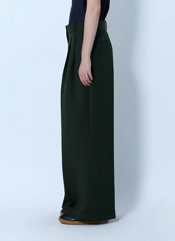 GANNI Single Wool Twill Oversized Pleated Pants