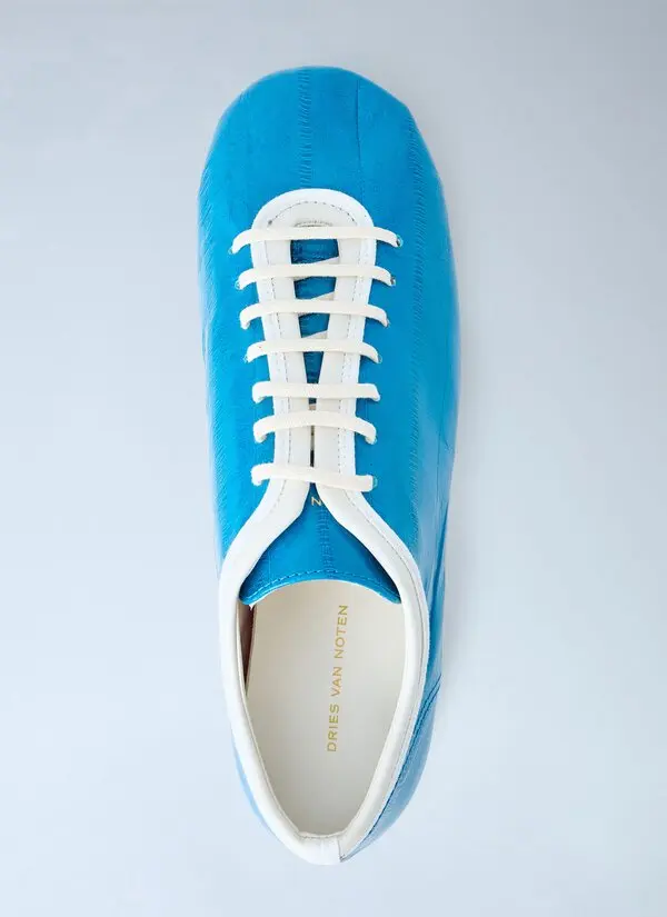 Dries Van Noten Lace-up Leather Sneakers - Blue