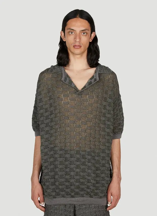 ISA BOULDER Basket Weave Polo Shirt - Grey