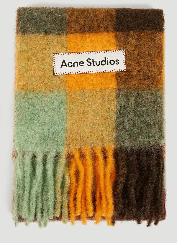 Acne Studios Fringed Check Scarf