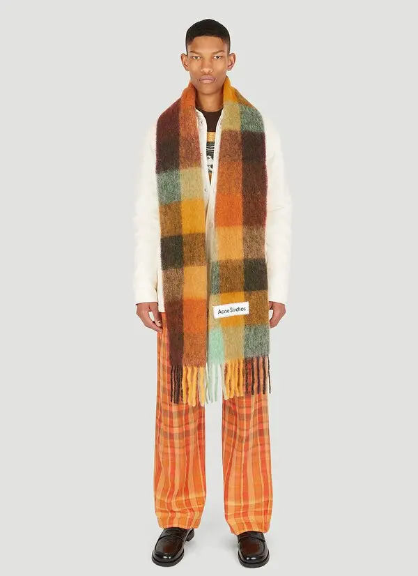 Acne Studios Fringed Check Scarf