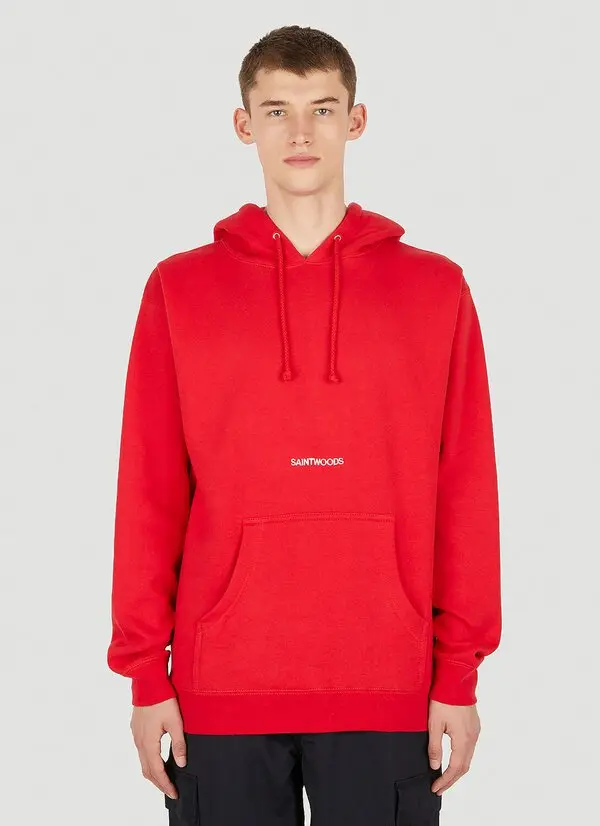 SAINTWOODS Logo Embroidery Hooded Sweatshirt - Red