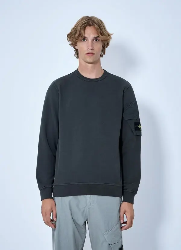 Stone Island Crewneck Sweatshirt With Sleeve Pocket - Grey