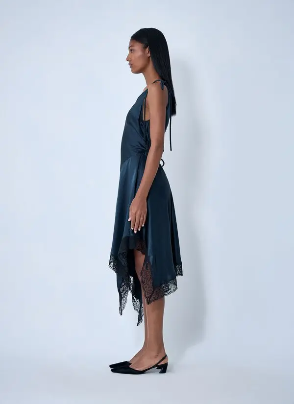 Acne Studios Satin Lace Midi Dress