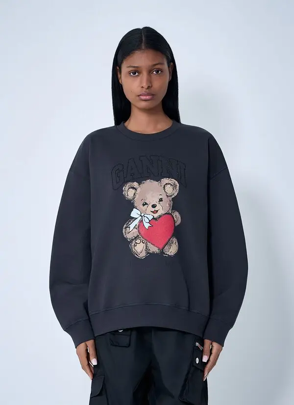 GANNI Logo Motif Sweatshirt - Black