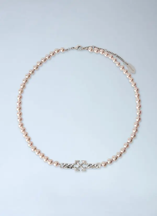 Off-White Arrow Pearl Full Necklace - Grey