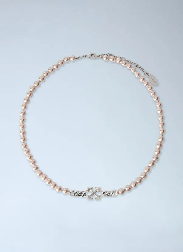 Off-White Arrow Pearl Full Necklace - Grey