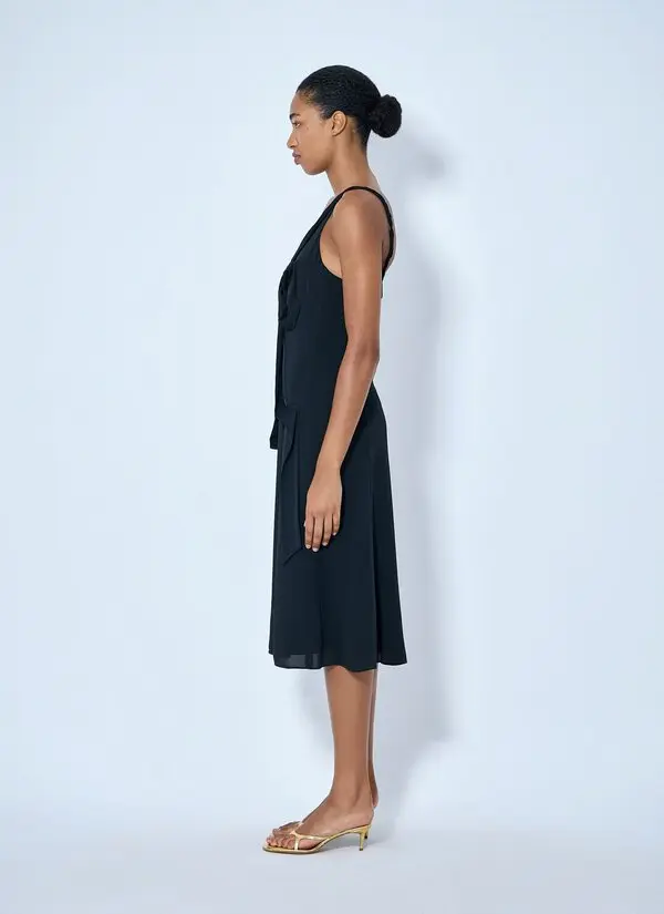 Acne Studios Silk Midi Dress With Bow