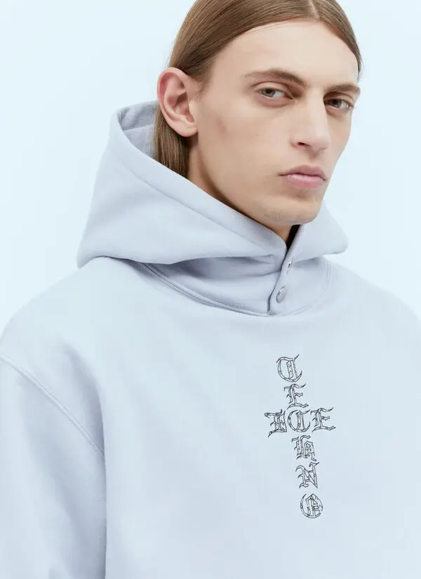 ICE & TECHNO Cross Logo Print Hooded Sweatshirt