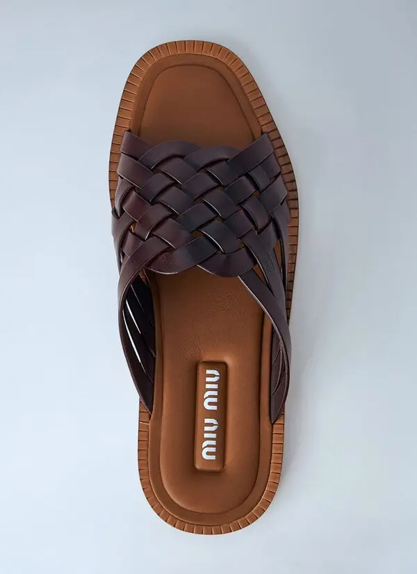Miu Miu Woven Leather Sandals