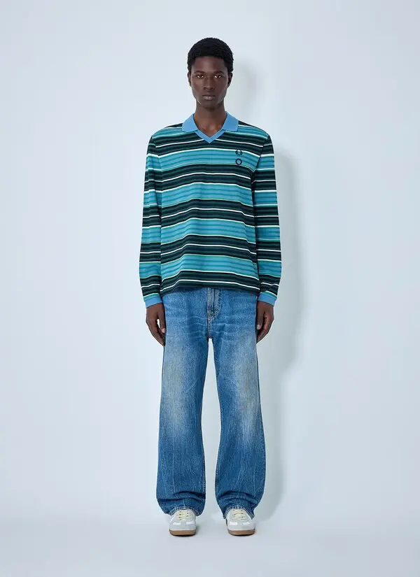 FRED PERRY X CRAIG GREEN Striped Long-sleeve Polo Shirt