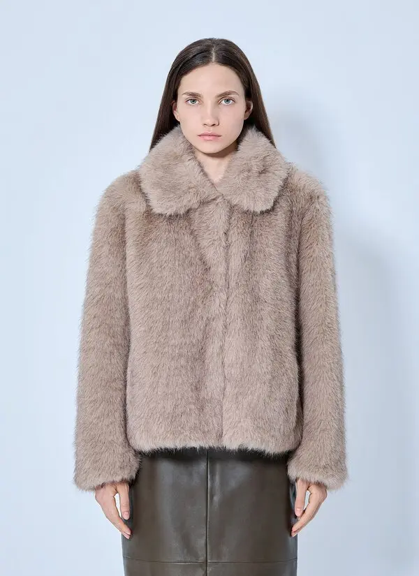 Max Mara Shawl Collar Faux Fur Jacket