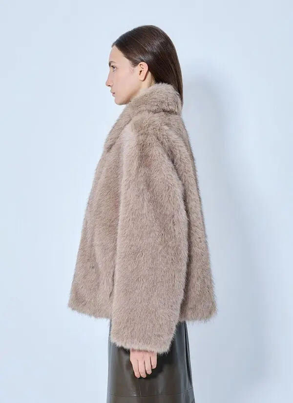 Max Mara Shawl Collar Faux Fur Jacket