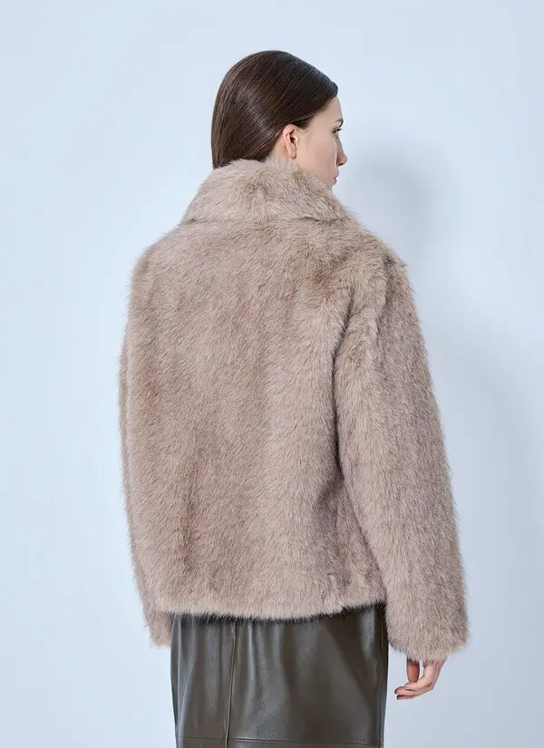 Max Mara Shawl Collar Faux Fur Jacket